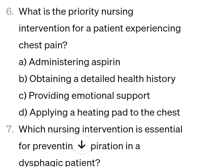 Solved Nursing: What is the priority nursing intervention | Chegg.com