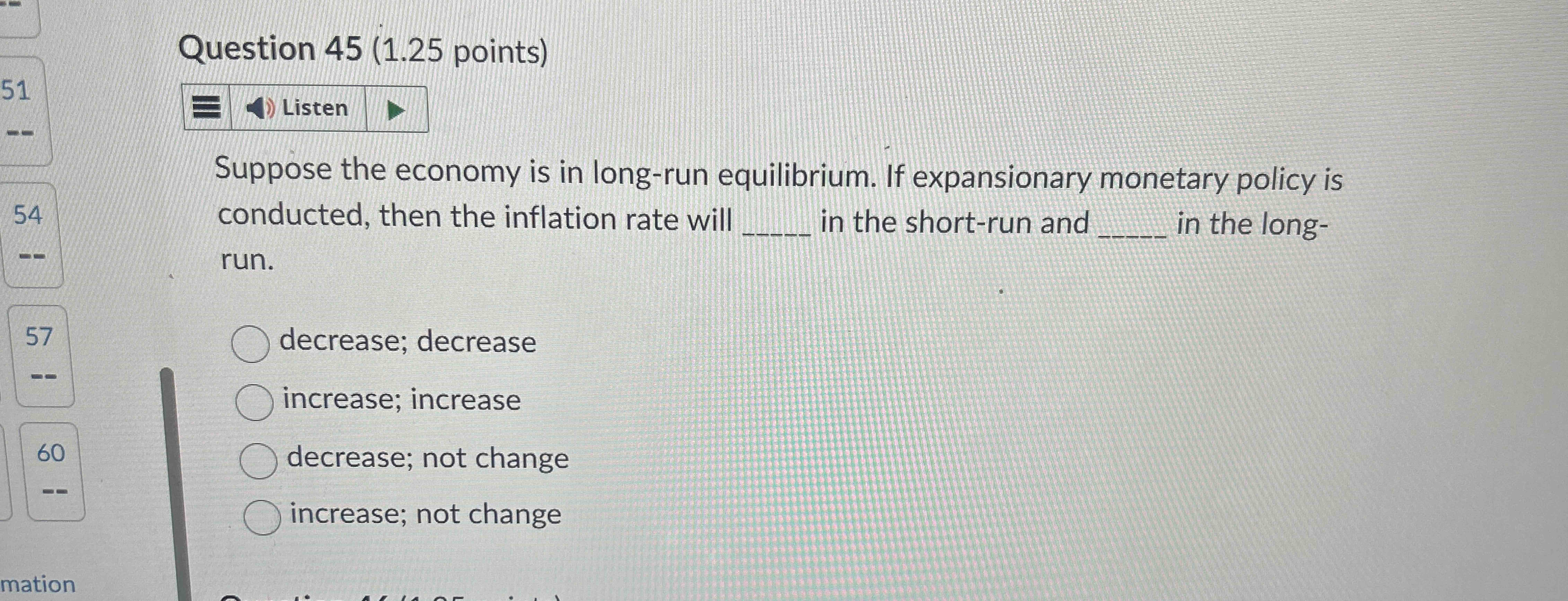 Solved Question 45 (1.25 ﻿points)51ListenSuppose the economy | Chegg.com