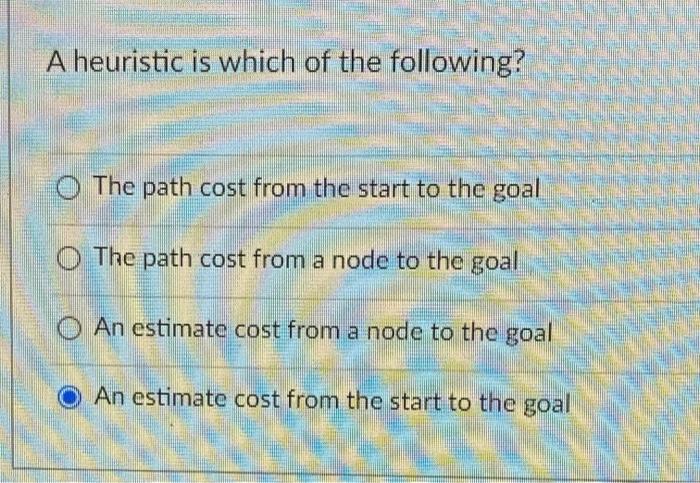 Solved A Heuristic Is Which Of The Following O The Path 