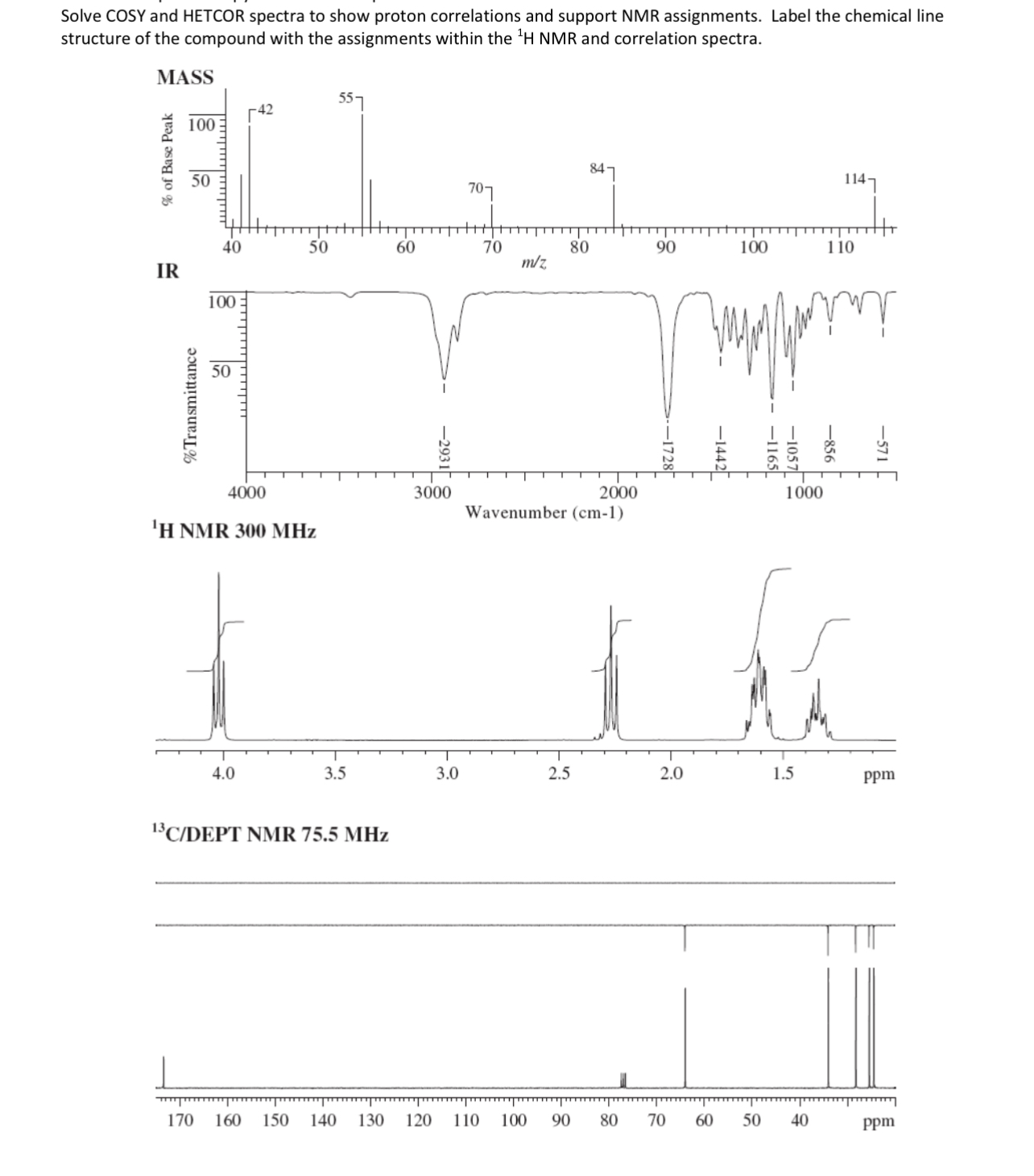 Solve COSY and HETCOR spectra to show proton | Chegg.com