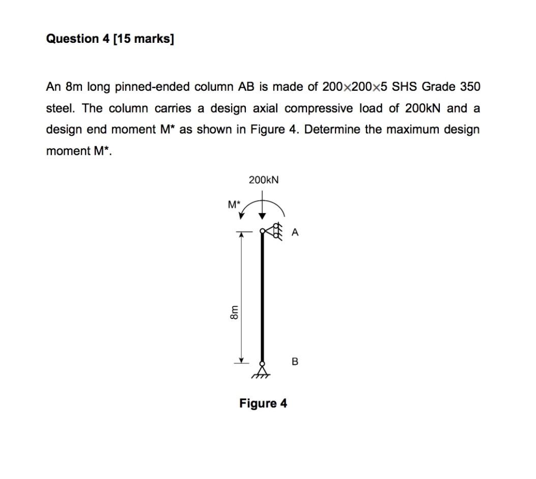 Solved Question 4 [15 marks] An 8m long pinned-ended column | Chegg.com