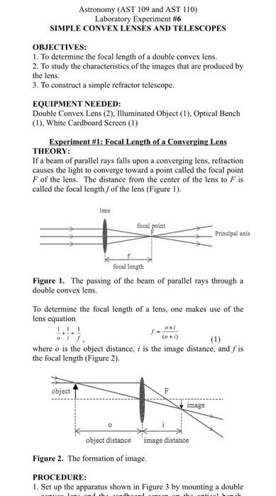 OBJECTIVES: 1. To determine the focal length of a | Chegg.com