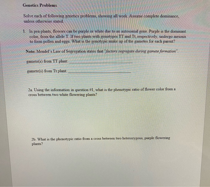 Solved Genetics Problems Solve each of following genetics | Chegg.com