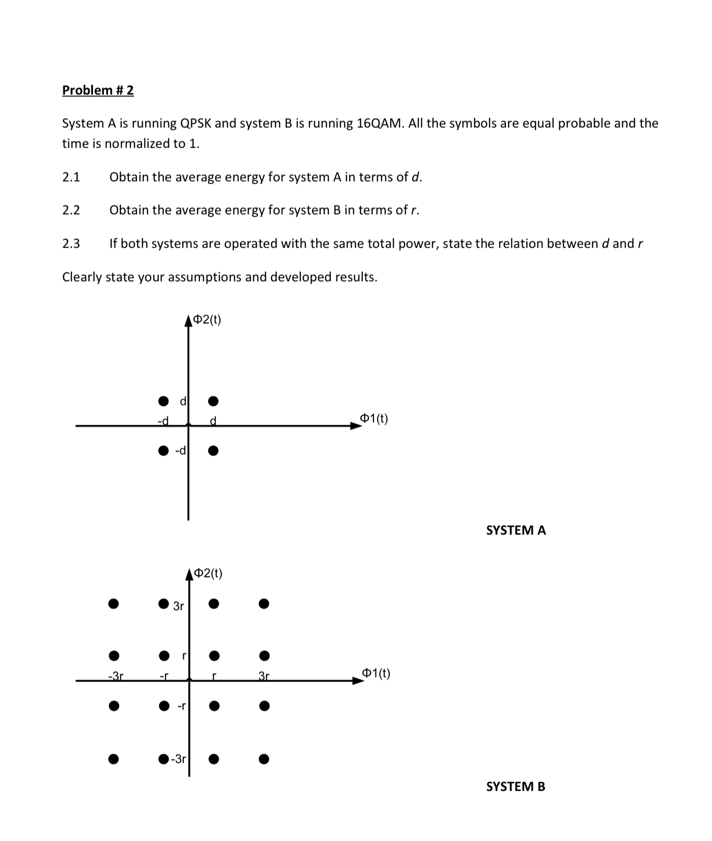 Solved Problem # 2System A is running QPSK and system B is | Chegg.com