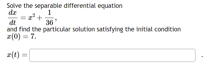Solve The Separable Differential