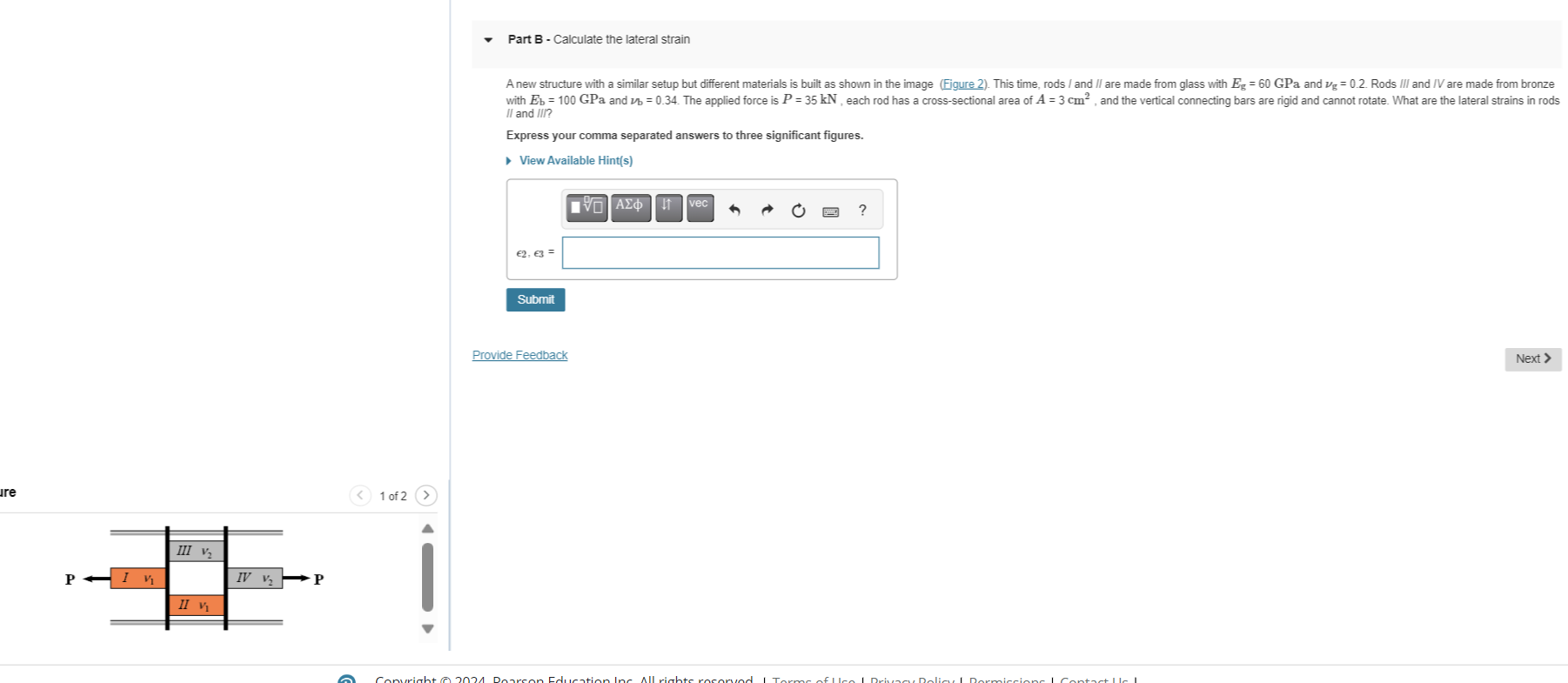 Solved Part B - ﻿Calculate the lateral strain with Eb=100GPa | Chegg.com