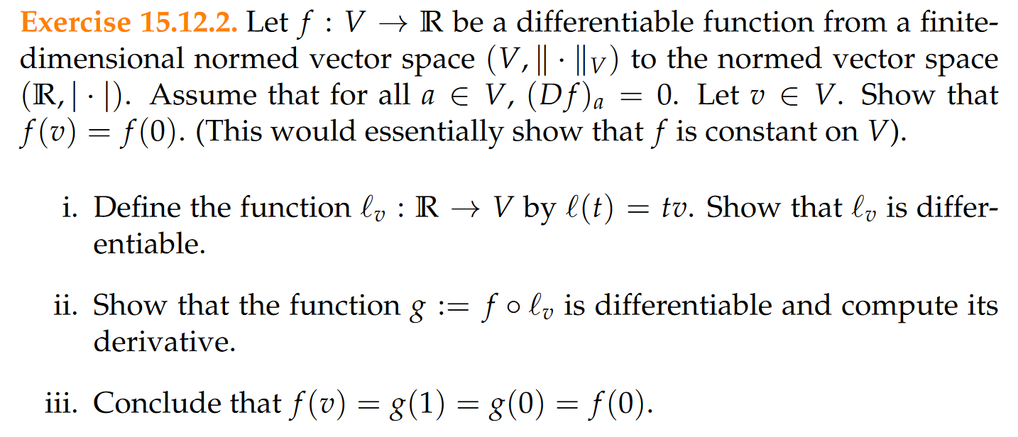 Solved Exercise 15.12.2. ﻿Let f:V→R ﻿be a differentiable | Chegg.com