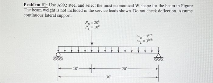 Solved Problem #1: Use A992 steel and select the most | Chegg.com