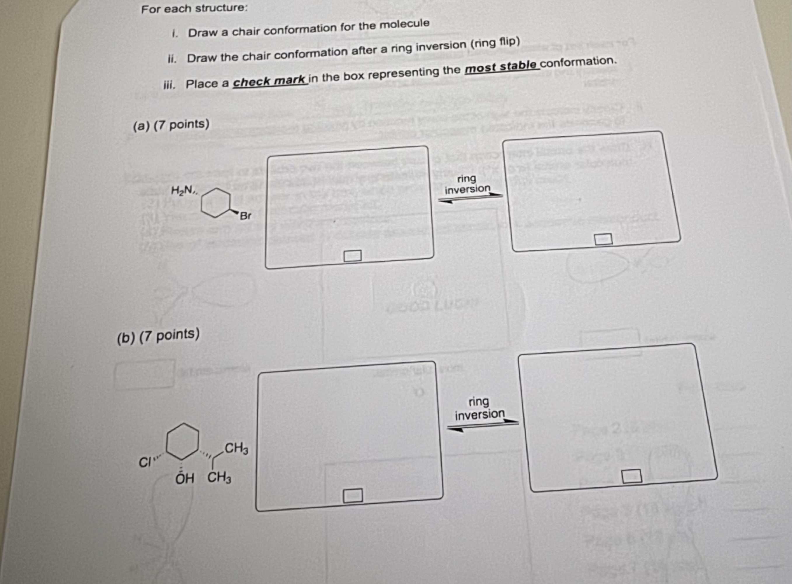 Solved For each structure:Draw a chair conformation for the | Chegg.com