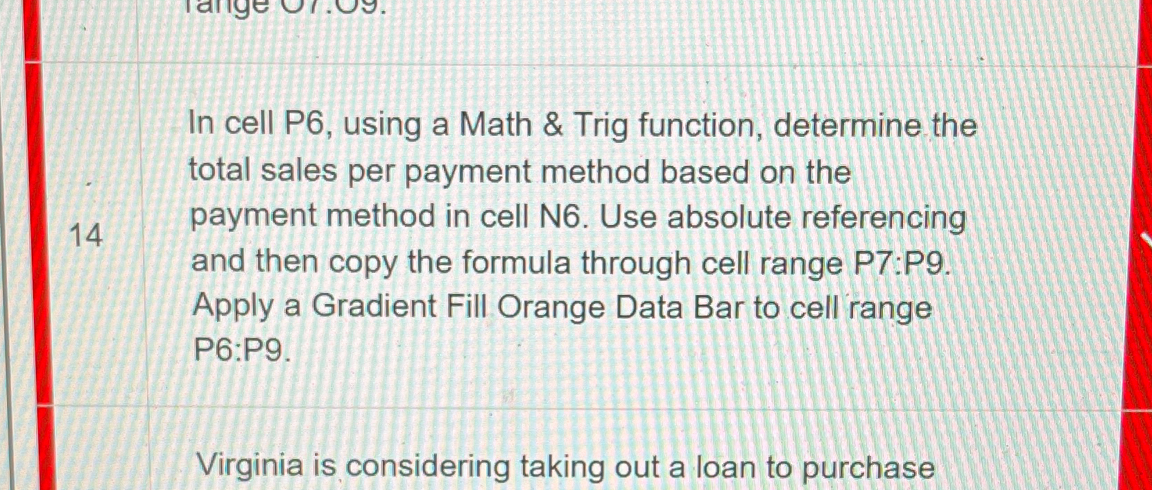 Solved In cell P6, ﻿using a Math & Trig function, determine | Chegg.com