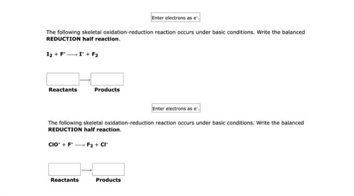 Solved The following skeletal oxidation-reduction reaction | Chegg.com