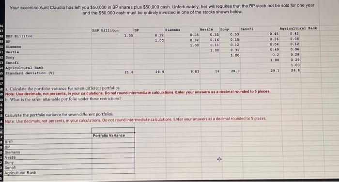 Solved Your eccentric Aunt Claudia has left you $50,000 in | Chegg.com