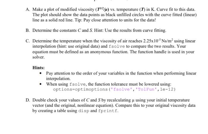 Solved Viscosity and Curve Fitting (Linear Regression) | Chegg.com