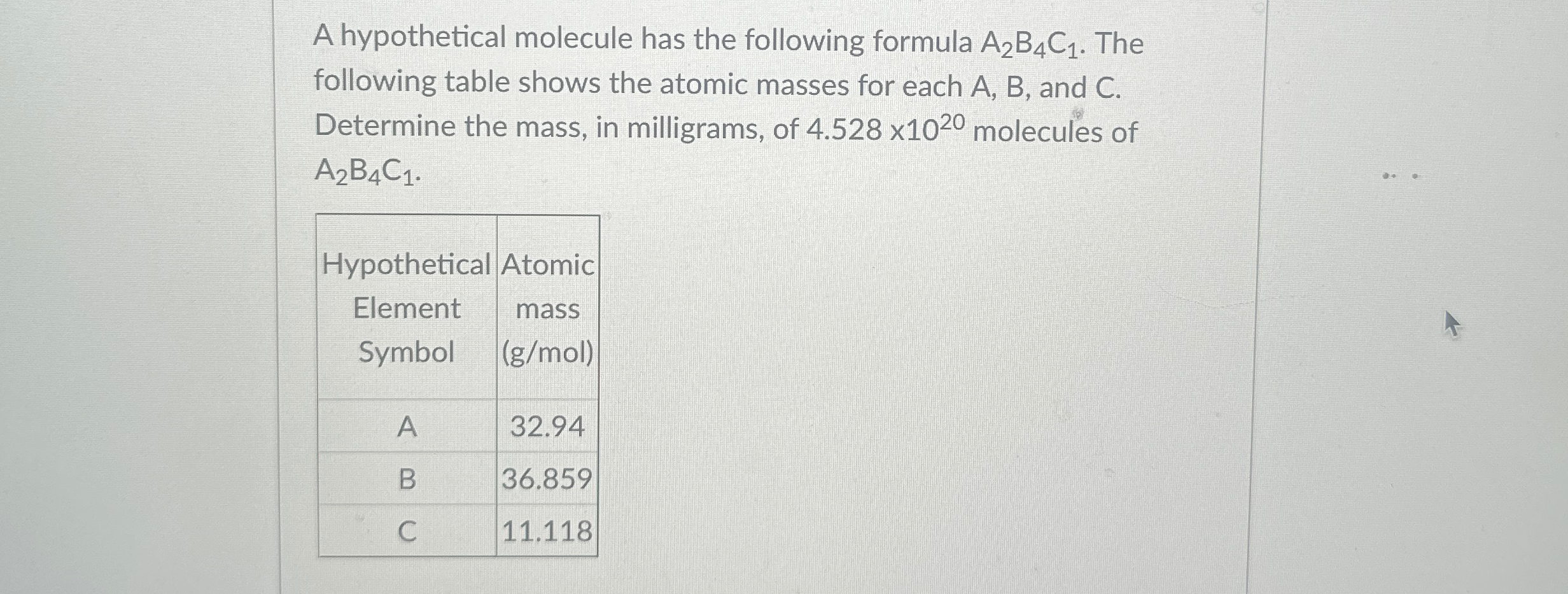 Solved A hypothetical molecule has the following formula | Chegg.com
