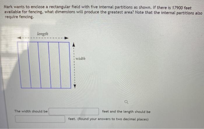 Solved Mark wants to enclose a rectangular field with five | Chegg.com