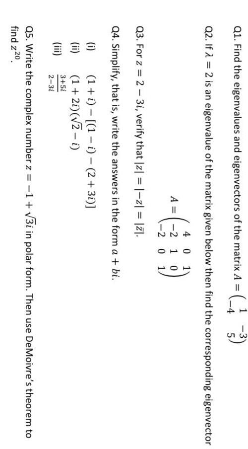 Solved Q1. Find the eigenvalues and eigenvectors of the | Chegg.com