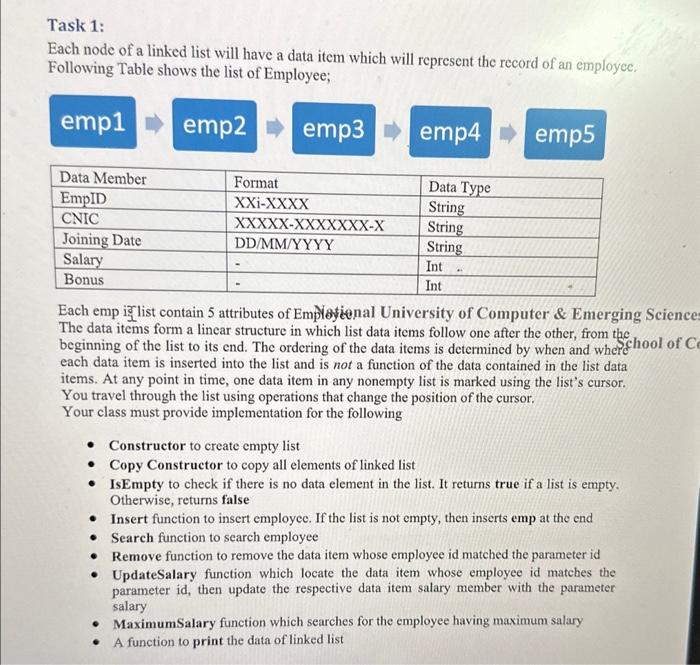 Solved Task 1 Each Node Of A Linked List Will Have A Data 5060