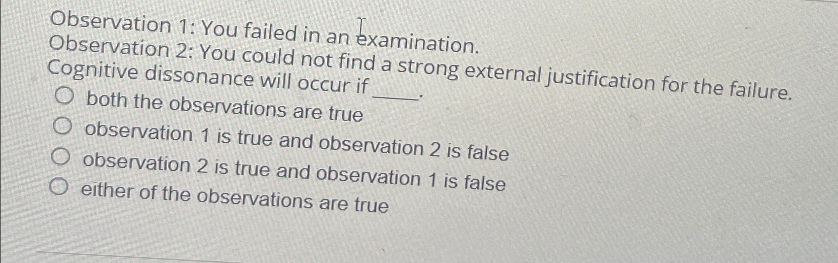 Solved Observation 1: You failed in an | Chegg.com