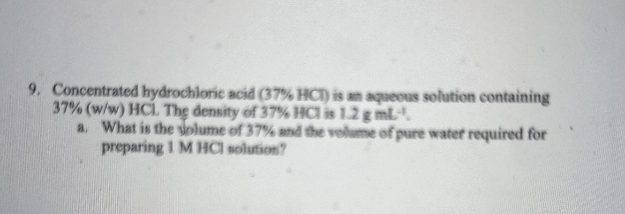 Solved Concentrated hydrochloric acid (37%HCl) ﻿is an | Chegg.com
