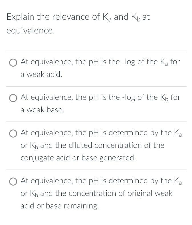 Solved Explain the relevance of Ka ﻿and Kb ﻿at | Chegg.com
