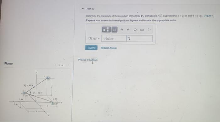 Solved Part Domine the model the projection of Force Mong | Chegg.com