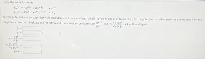 Solved Using the wave functions | Chegg.com