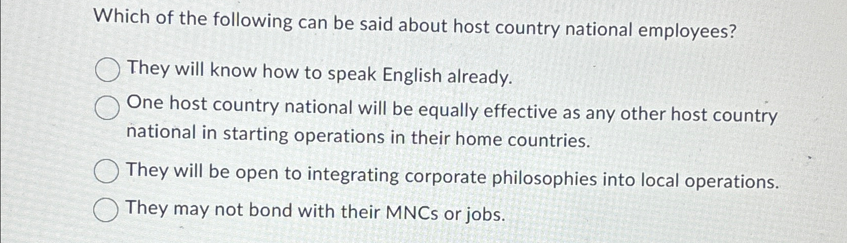 Solved Which of the following can be said about host country | Chegg.com