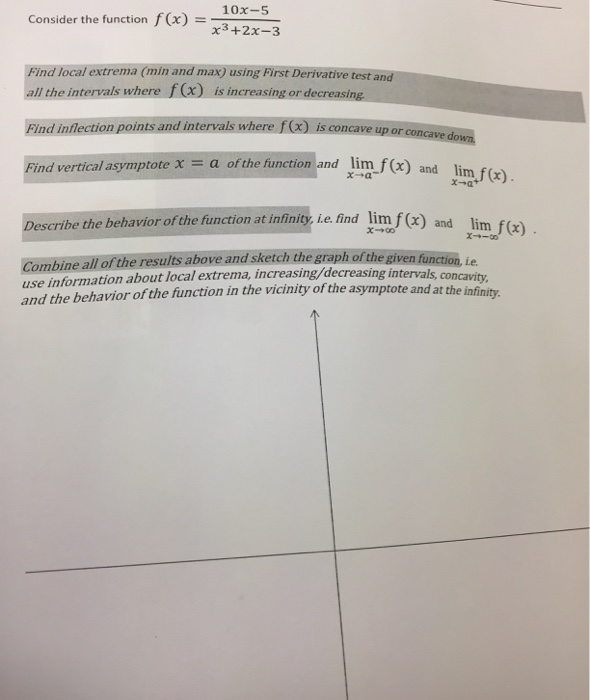 Solved Consider the function f(x) =- 10x-5 x3+2x-3 Find | Chegg.com