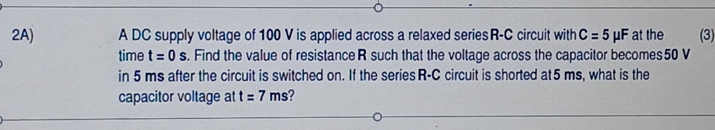 Solved 2A) ﻿A DC supply voltage of 100 ﻿V is applied across | Chegg.com