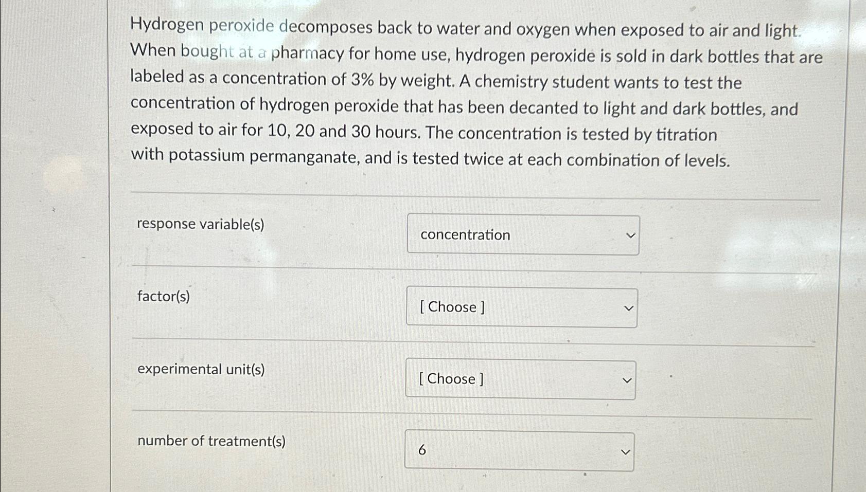 Solved Hydrogen peroxide decomposes back to water and oxygen | Chegg.com