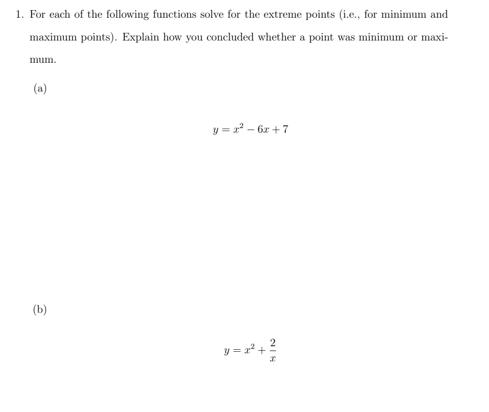 Solved 1. For each of the following functions solve for the | Chegg.com
