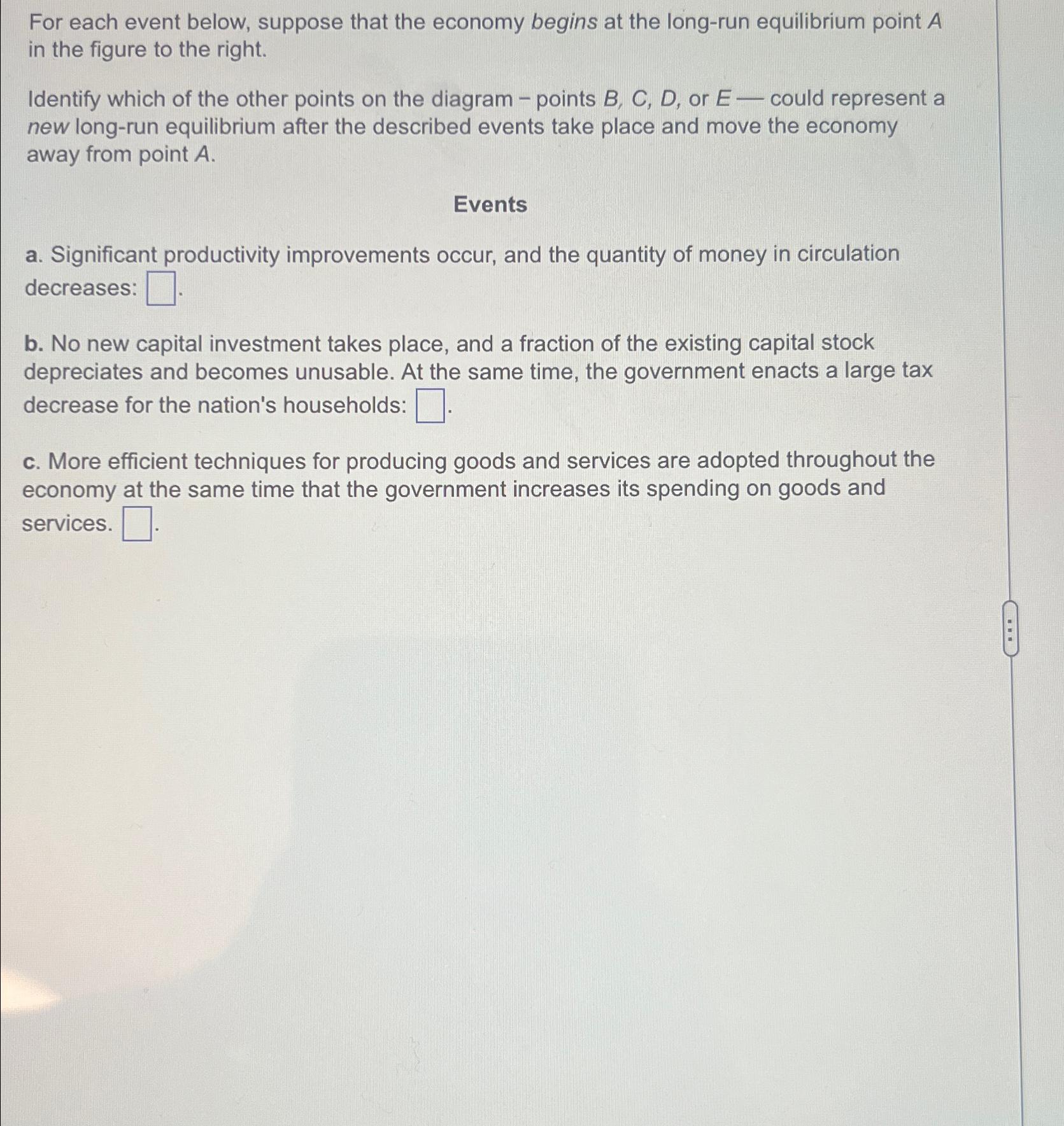 Solved For each event below, suppose that the economy begins | Chegg.com