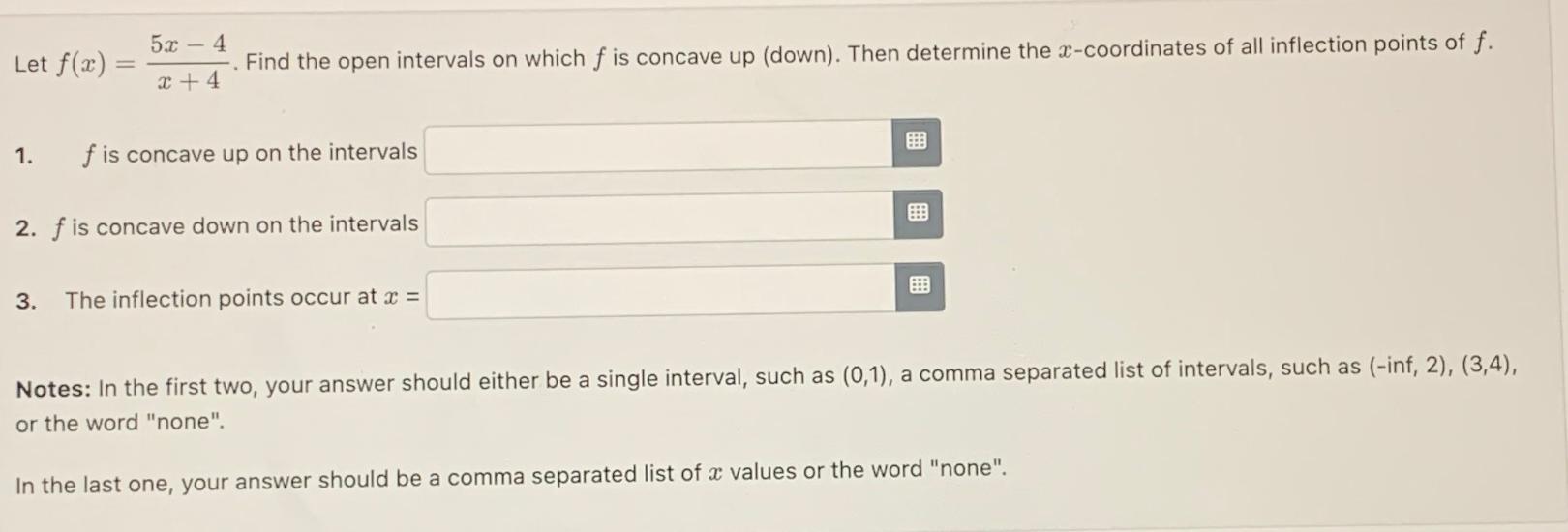 Solved Let f(x)=5x-4x+4. ﻿Find the open intervals on which f | Chegg.com