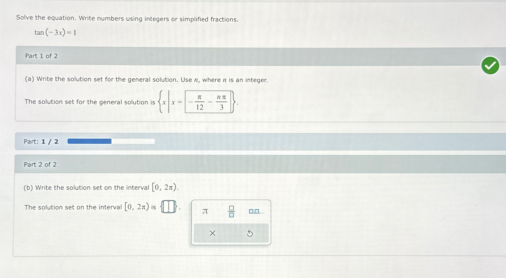 Solved Solve the equation. Write numbers using integers or | Chegg.com