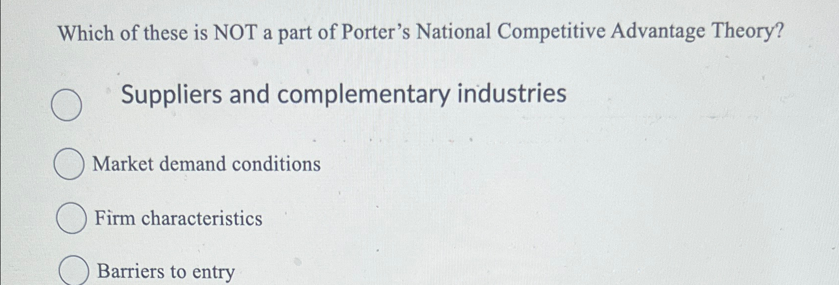 Solved Which of these is NOT a part of Porter's National | Chegg.com