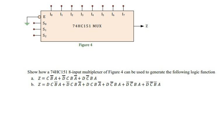 Solved 1₂ 13 14 Is E So 74HC151 MUX Z S₁ S₂ Figure 4 Show | Chegg.com