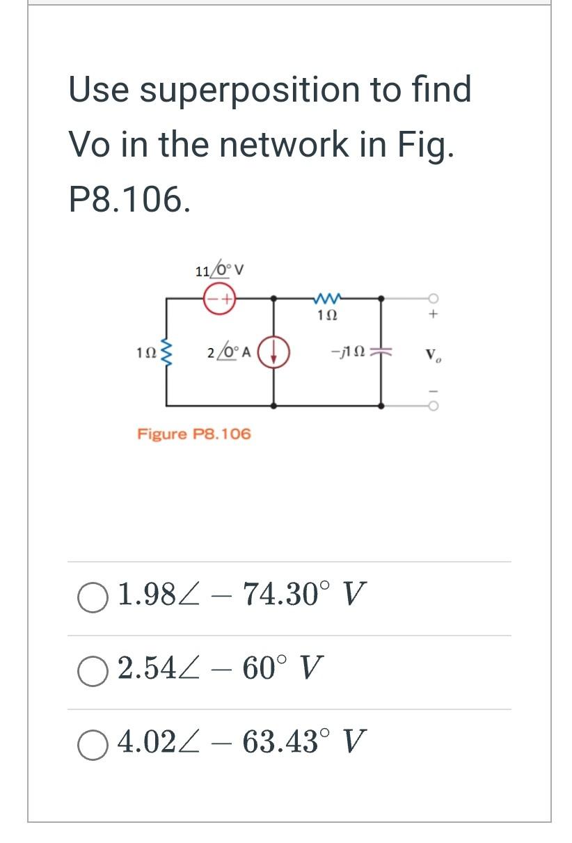 Solved Use superposition to find Vo in the network in Fig. | Chegg.com