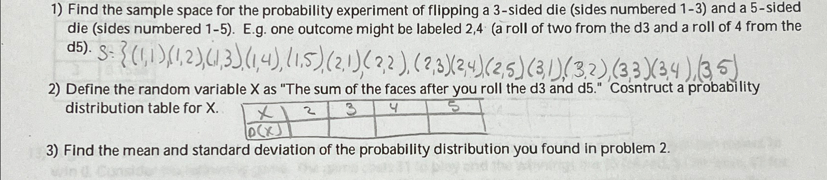 Solved Find the sample space for the probability experiment | Chegg.com