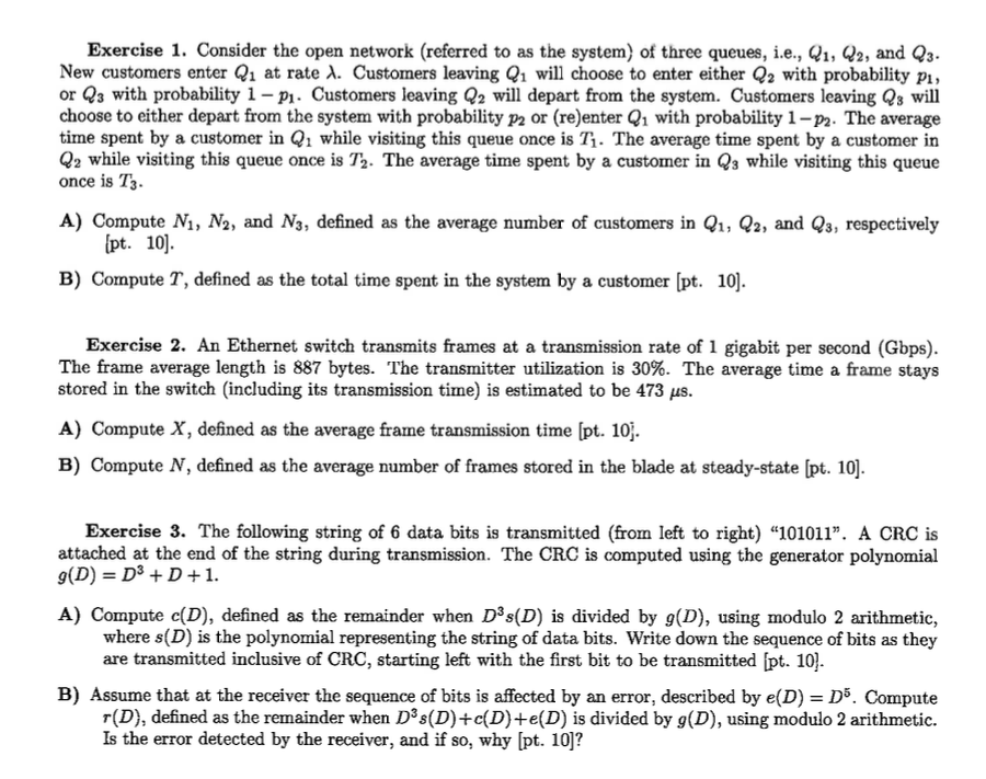 Solved Exercise 1. ﻿Consider the open network (referred to | Chegg.com