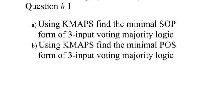 Solved Question \# I a) Using KMAPS find the minimal SOP | Chegg.com