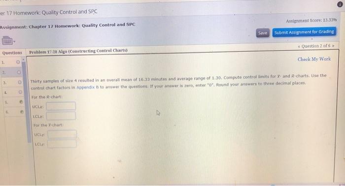 Solved er 17 Homework: Quality Control and SPC Assignment: | Chegg.com