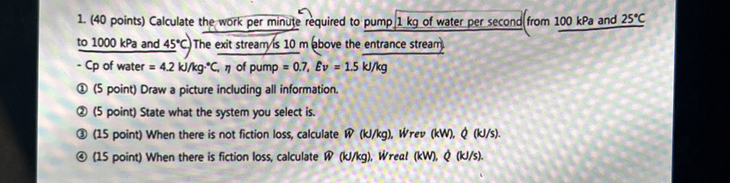 Solved ( 40 ﻿points) ﻿Calculate the work per minute required | Chegg.com