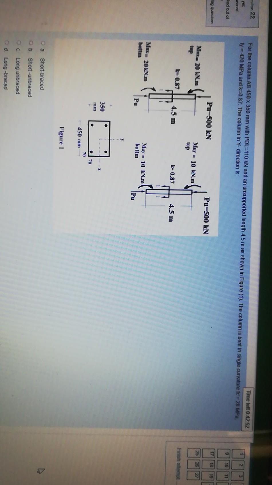 Solved estion 22 Time left 0 4252 For the column AB 450 x | Chegg.com