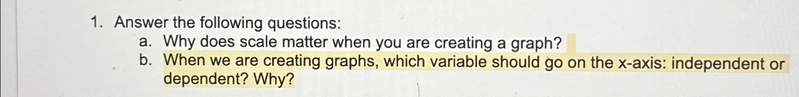 Solved Answer the following questions:a. ﻿Why does scale | Chegg.com