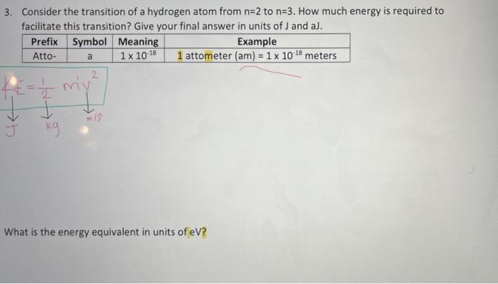 Solved 3. Consider the transition of a hydrogen atom from | Chegg.com