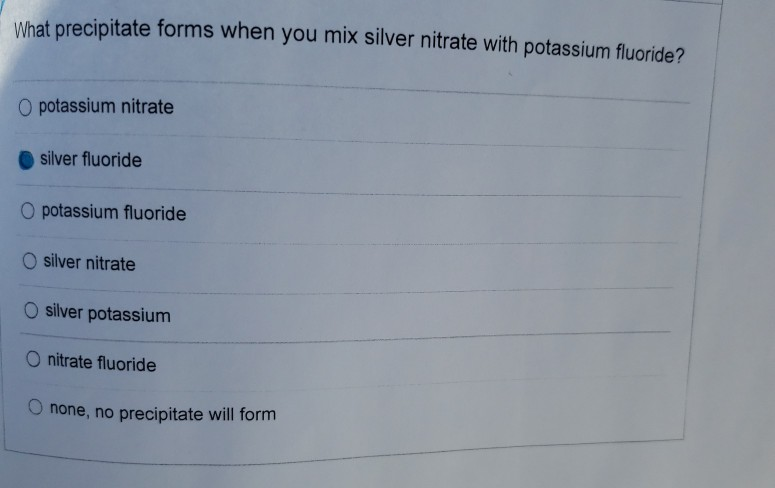 Solved What precipitate forms when you mix silver nitrate | Chegg.com