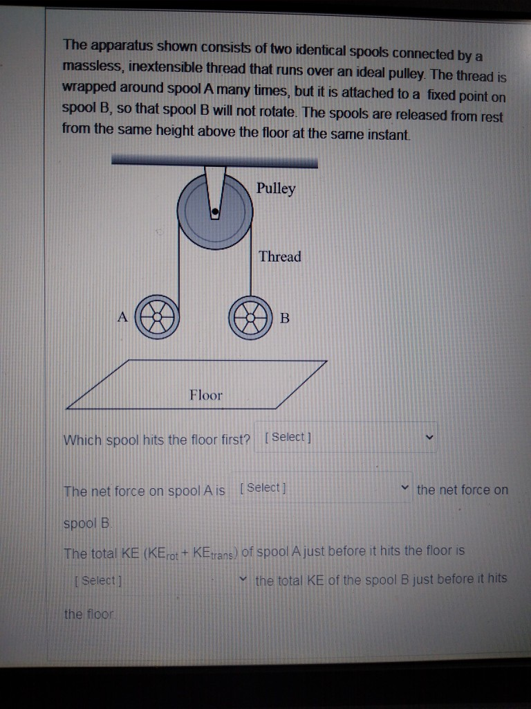 Solved The apparatus shown consists of two identical spools | Chegg.com
