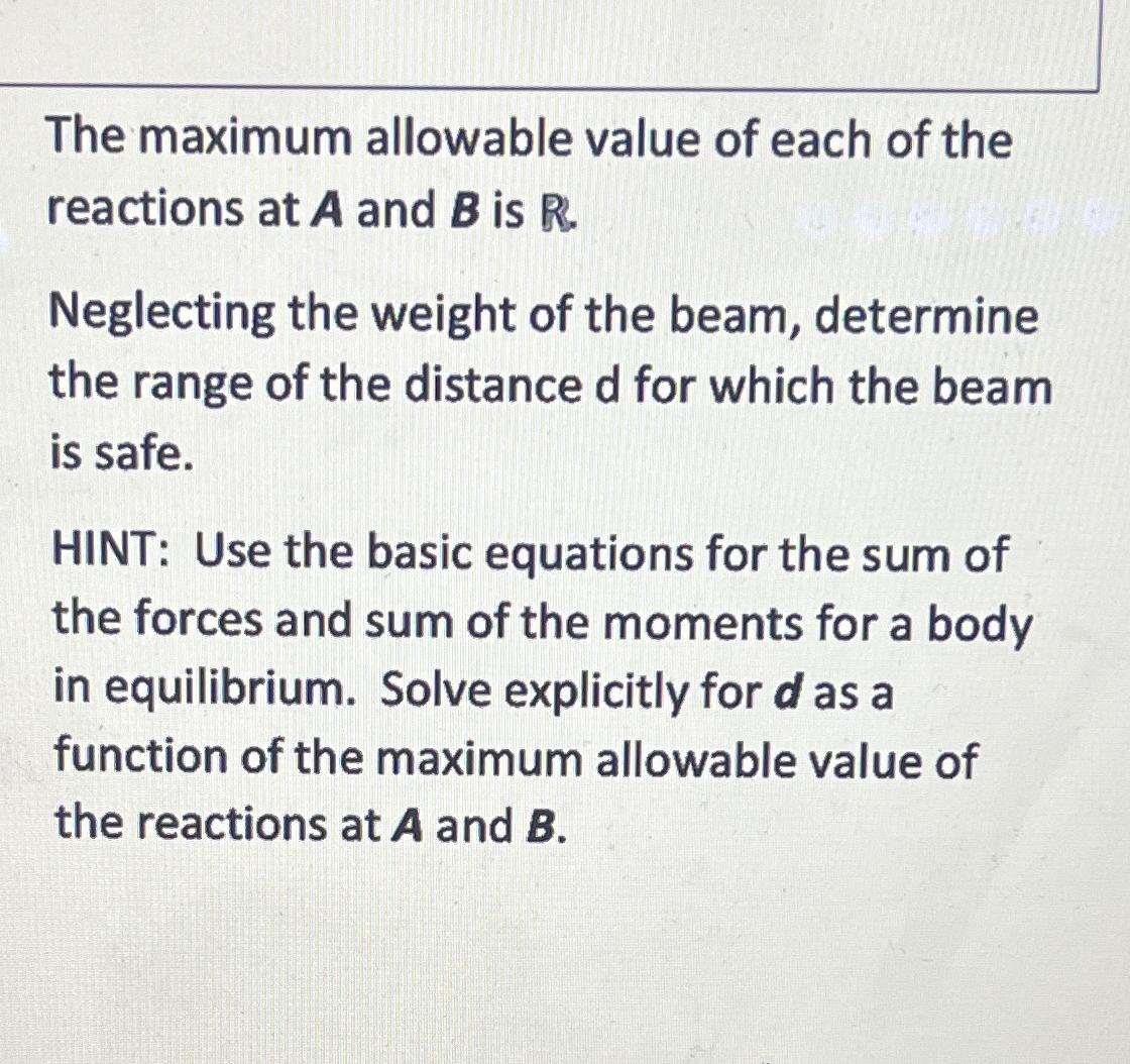 The maximum allowable value of each of the reactions | Chegg.com