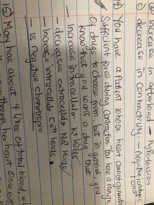 Solved o Increase in afterload - hypertension decrease in | Chegg.com