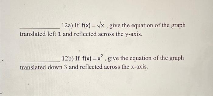 Solved 12a If F X X Give The Equation Of The Graph